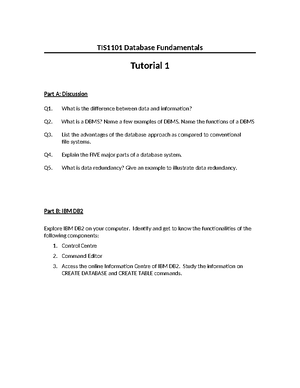 Lab08 - TIS1101 Database Fundamentals Tutorial 8 SQL - Triggers Objective: To create simple ...