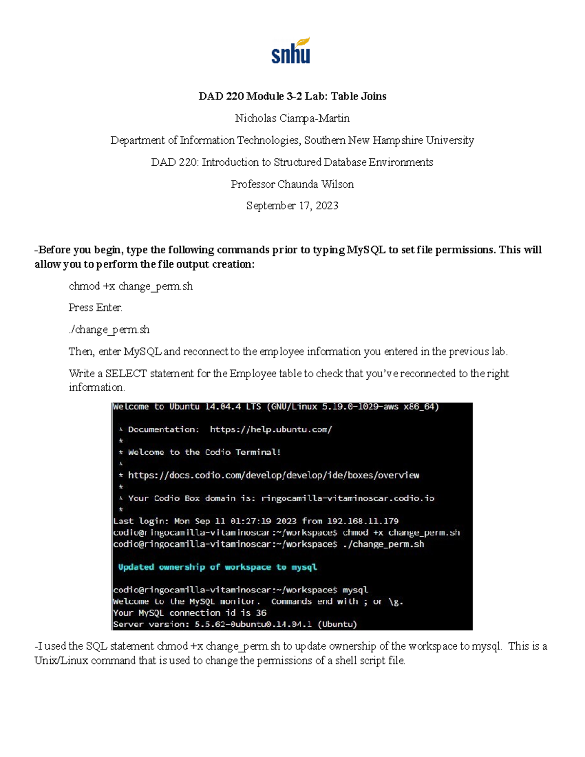 Ciampa Martin Module 3Lab - DAD 220 Module 3-2 Lab: Table Joins ...