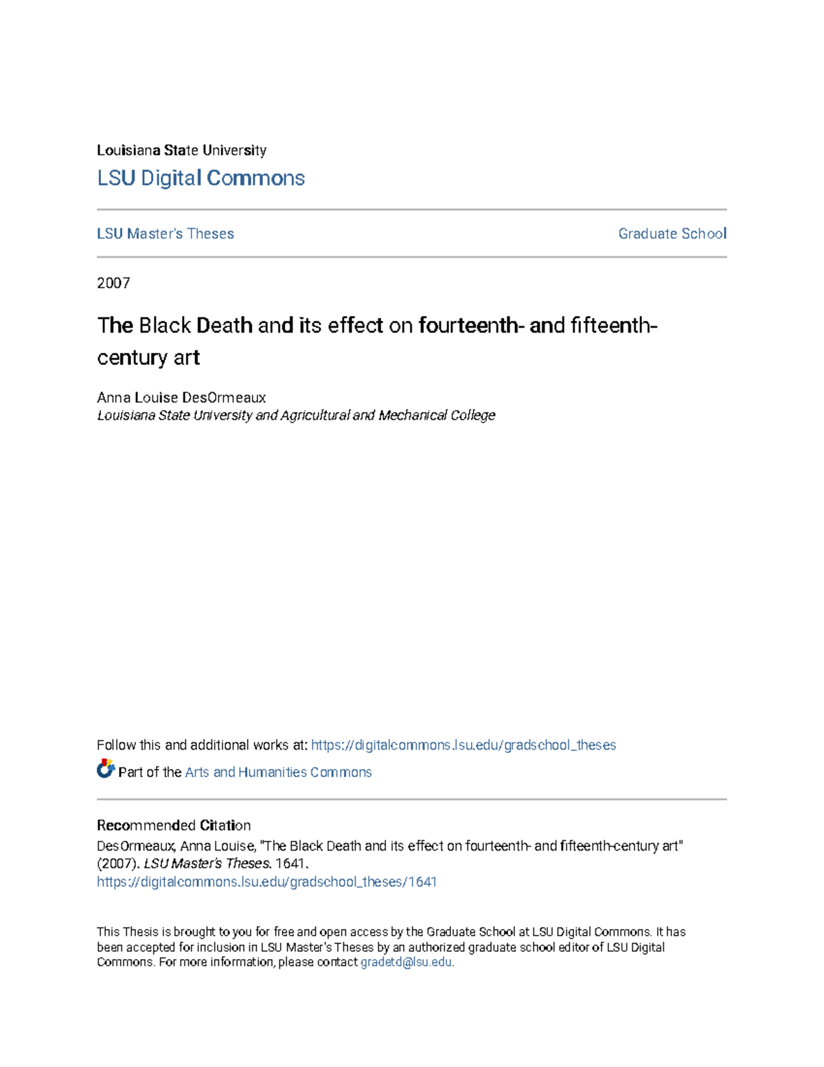 The Black Death and its effect on fourteenth- and fifteenth-centu - lsu ...