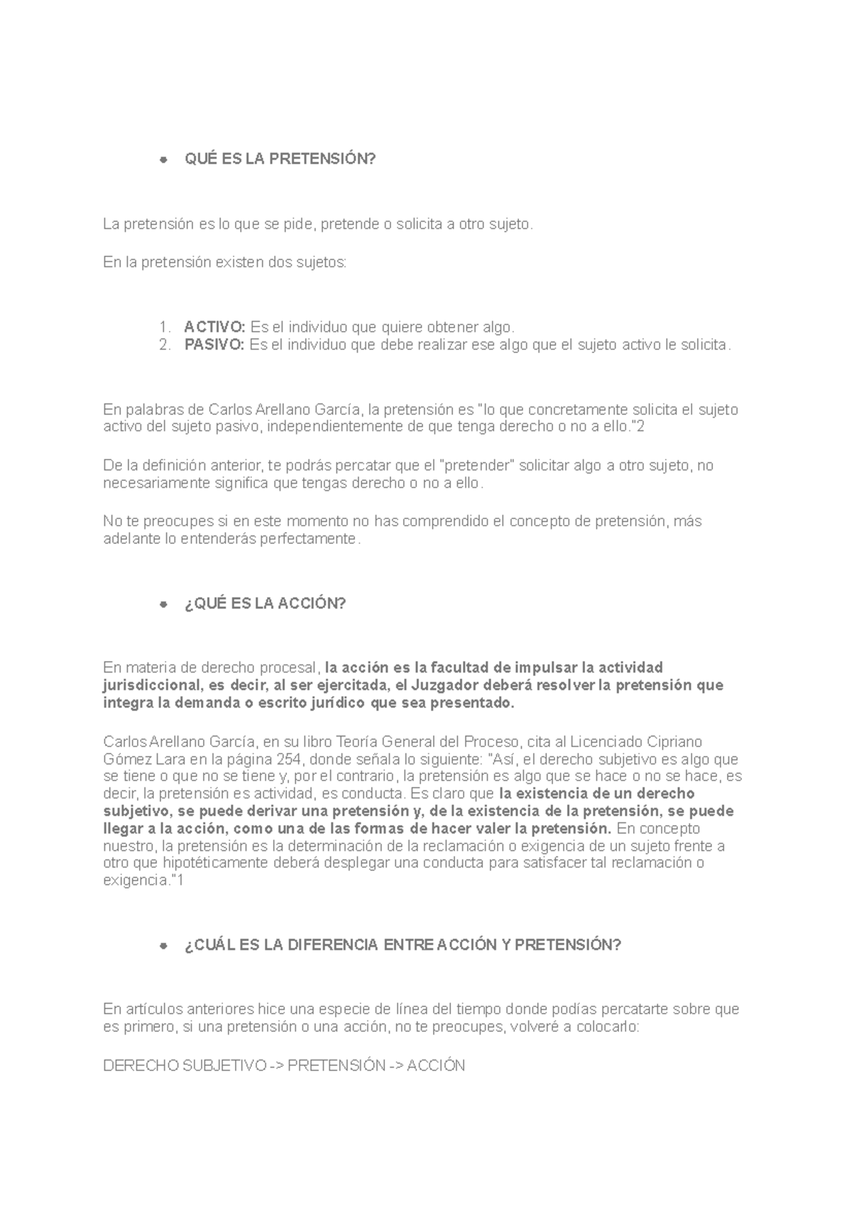 Pretensión y acción - tema 4 - QUÉ ES LA PRETENSIÓN? La pretensión es ...