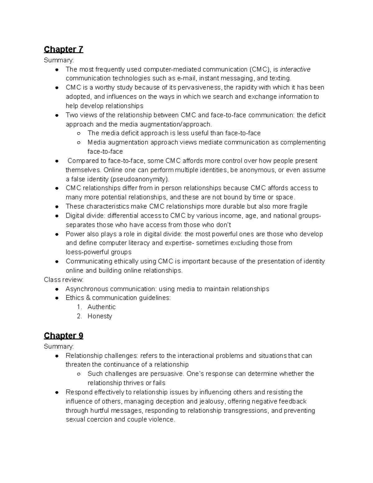 COM 100 ch 7,9,10 - Chapters 7, 9, 10 - Chapter 7 Summary: The most ...