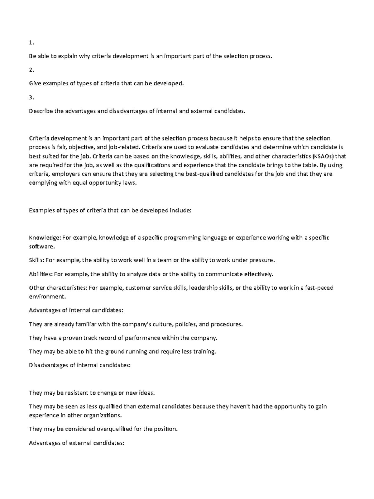 HRMN CH 11 - HRMN CH 11 - 1. Be able to explain why criteria ...