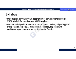 18CS33-ADE-Module 4 - MODULE – 3 VHDL, LATCHES AND FLIP-FLOPS INTROIDUCTION TO VHDL The acronym ...