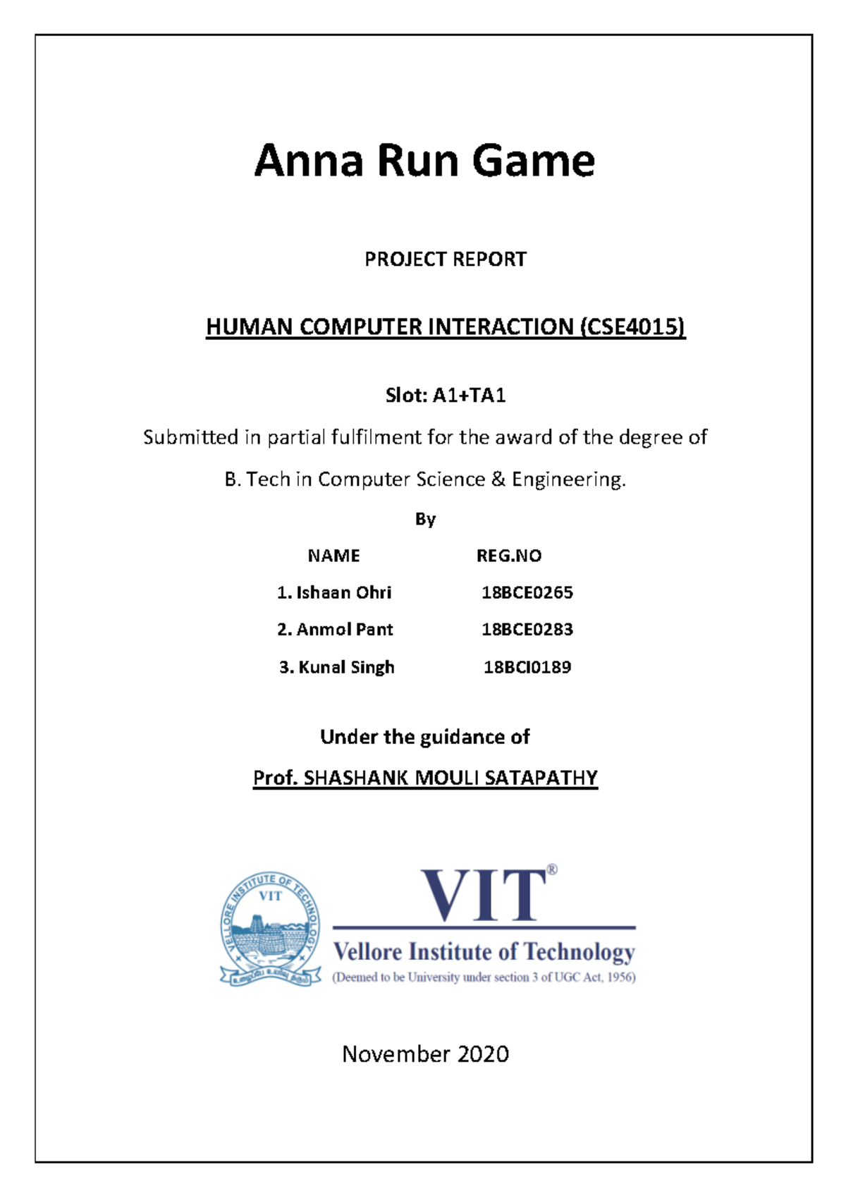 Project Report - Anna Run Game PROJECT REPORT HUMAN COMPUTER ...