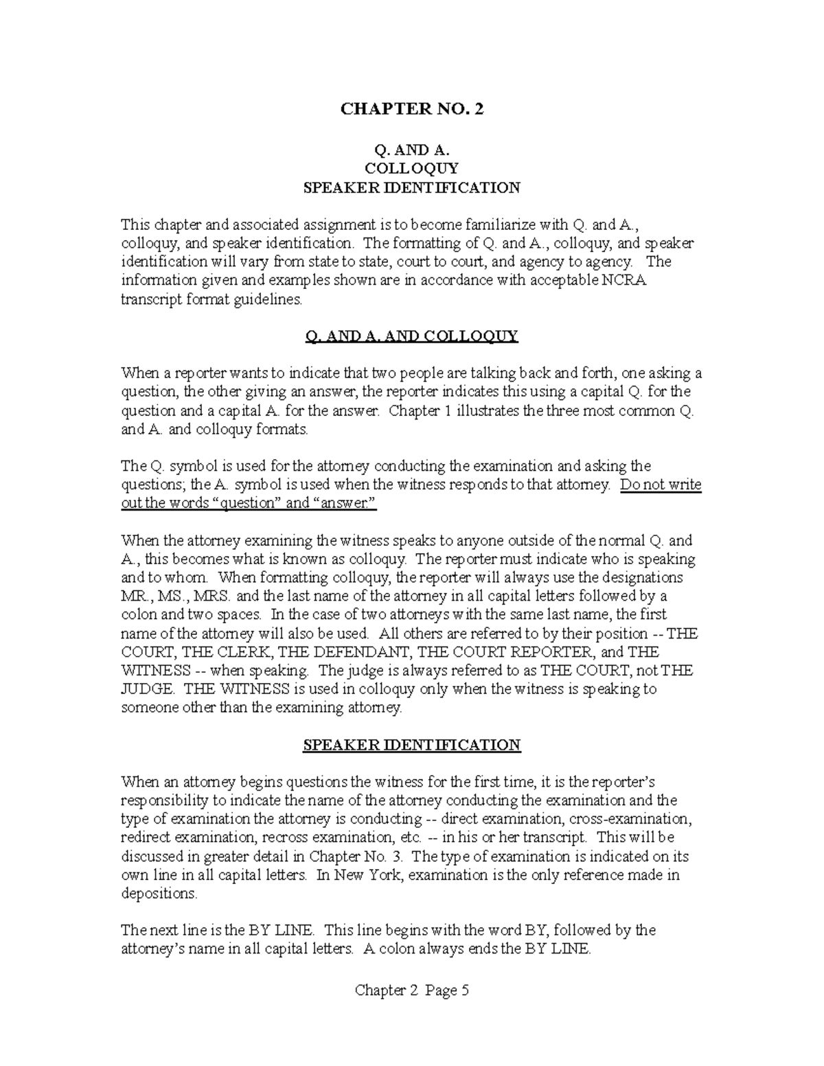 Q. and A. Colloquy and Speaker Identification - Studocu