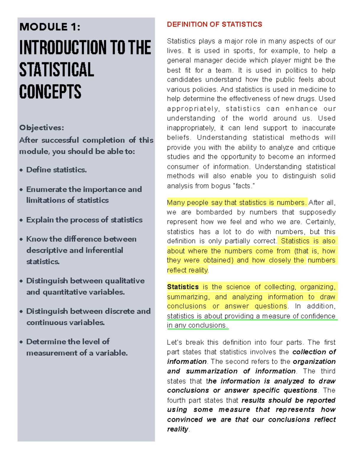 481389339 Statistical Analysis WITH Software Application pdf - MODULE 1 ...
