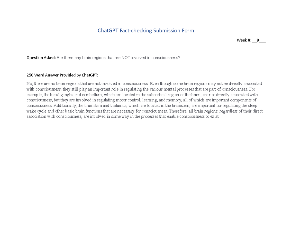 Chat GPT Fact-checking Assignment 9 - PSYC2050U - Ontario Tech ...