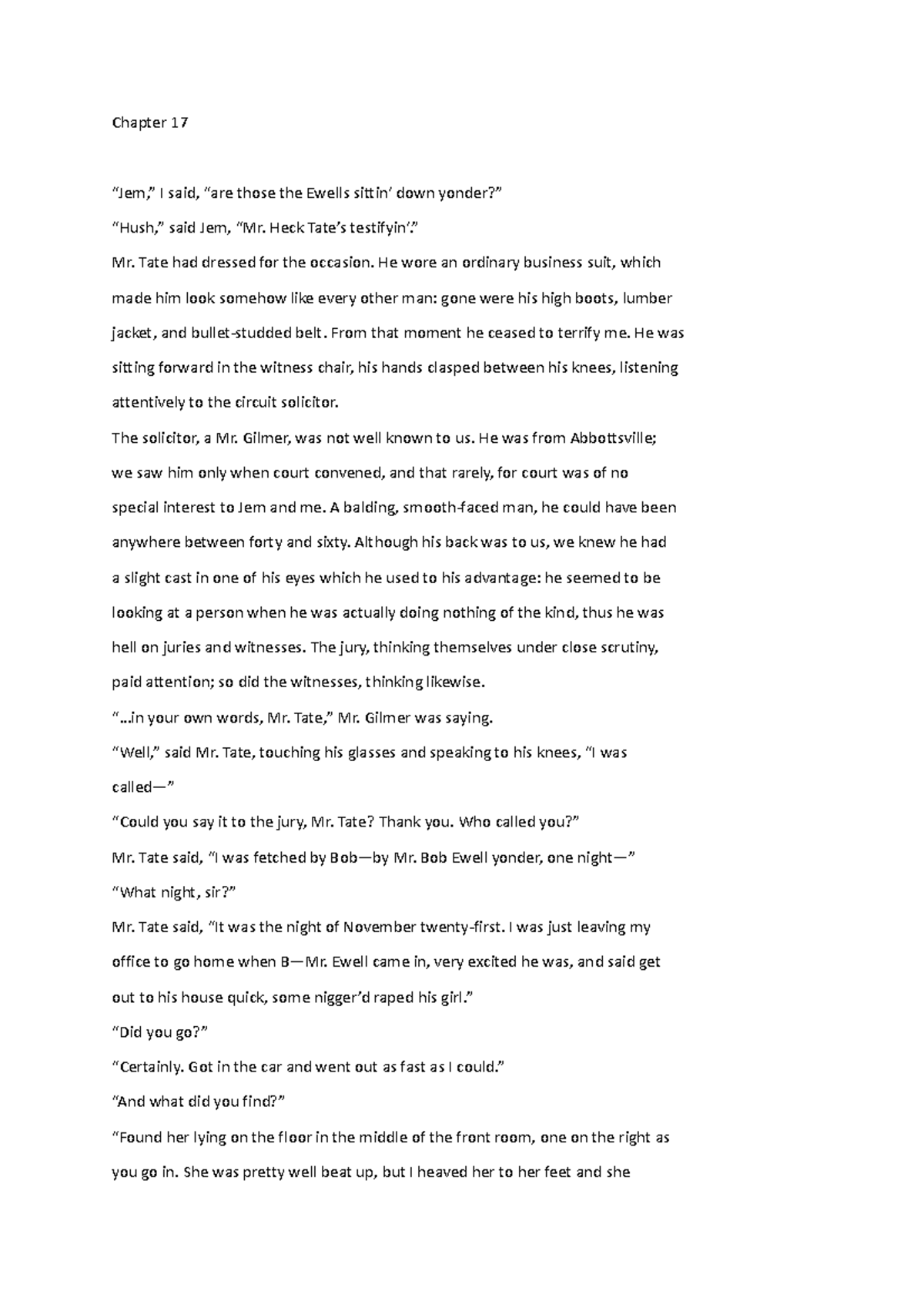 Chapter 17 - Chapter 17 “Jem,” I said, “are those the Ewells sittin ...