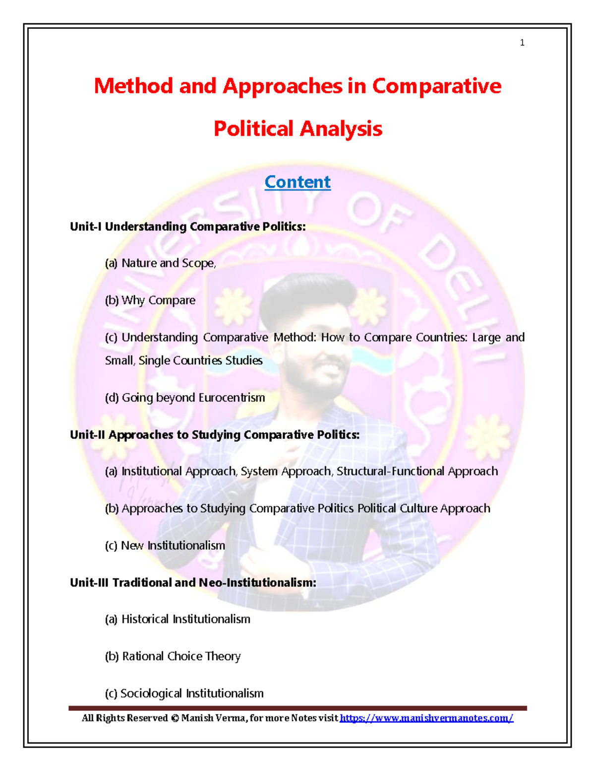 Books - Method and Approaches in Comparative Political Analysis Content ...