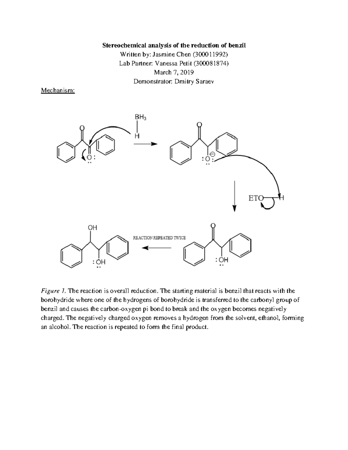 Organic Chemistry Lab 4 - Stereochemical analysis of the reduction of ...