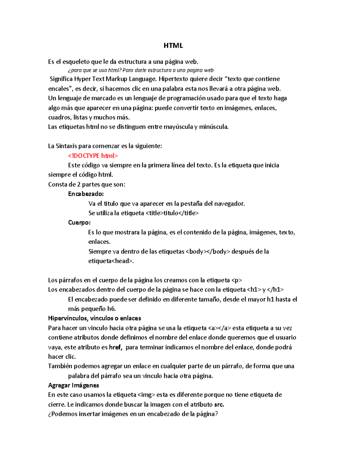 HTML basico - contenido básico de la estructura de una pagina web ...