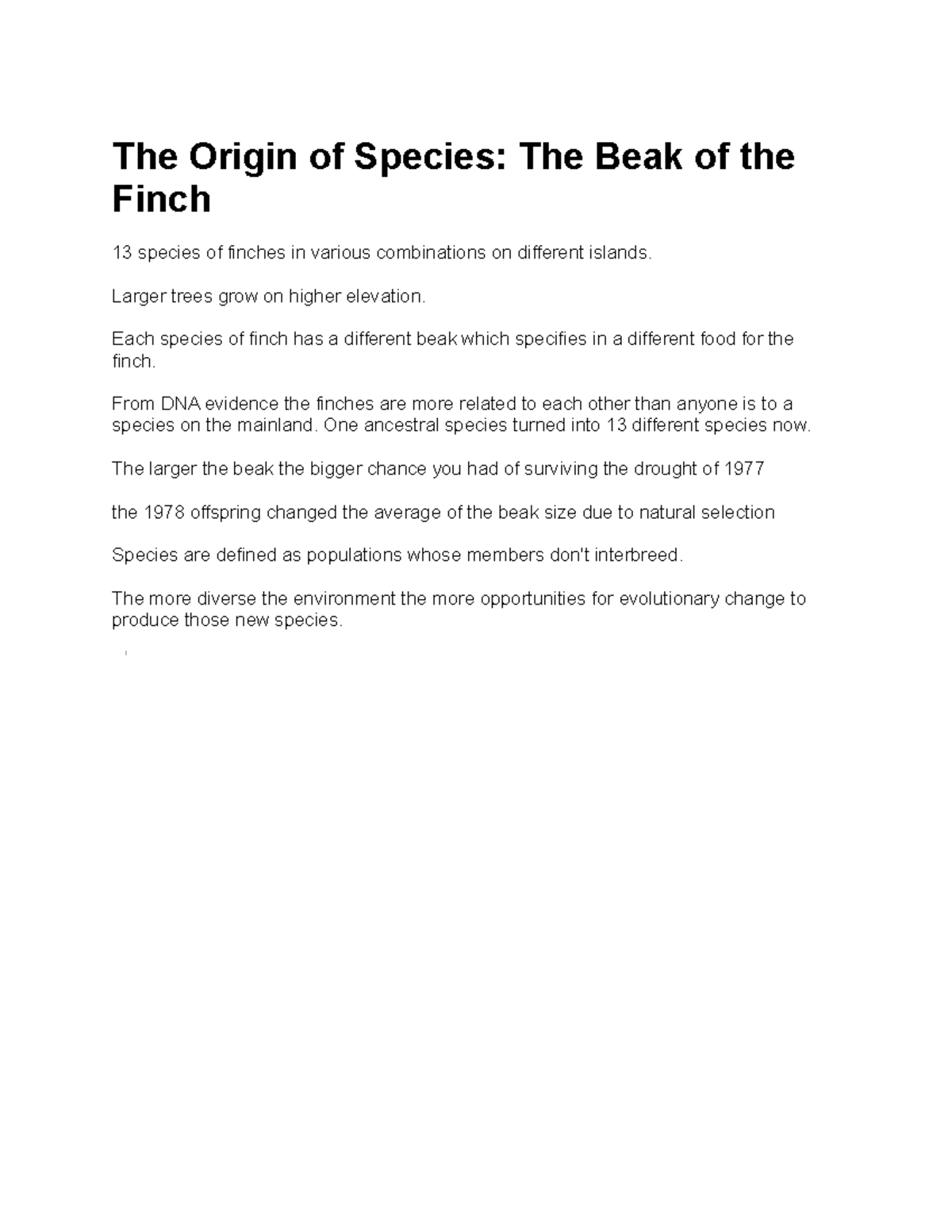 The Origin of Finch Species - The Origin of Species: The Beak of the ...