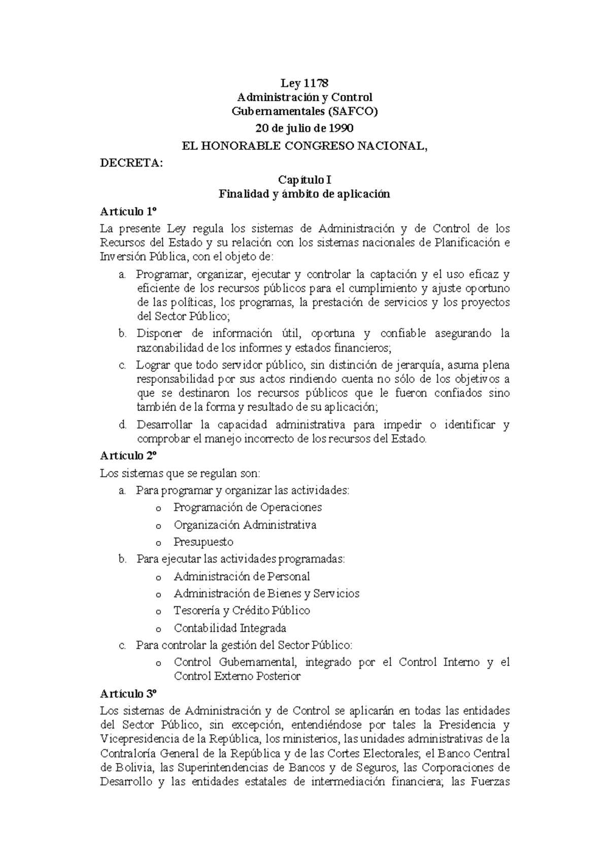 Ley1178 - LEY 1178 - Ley 1178 Administración y Control Gubernamentales ...