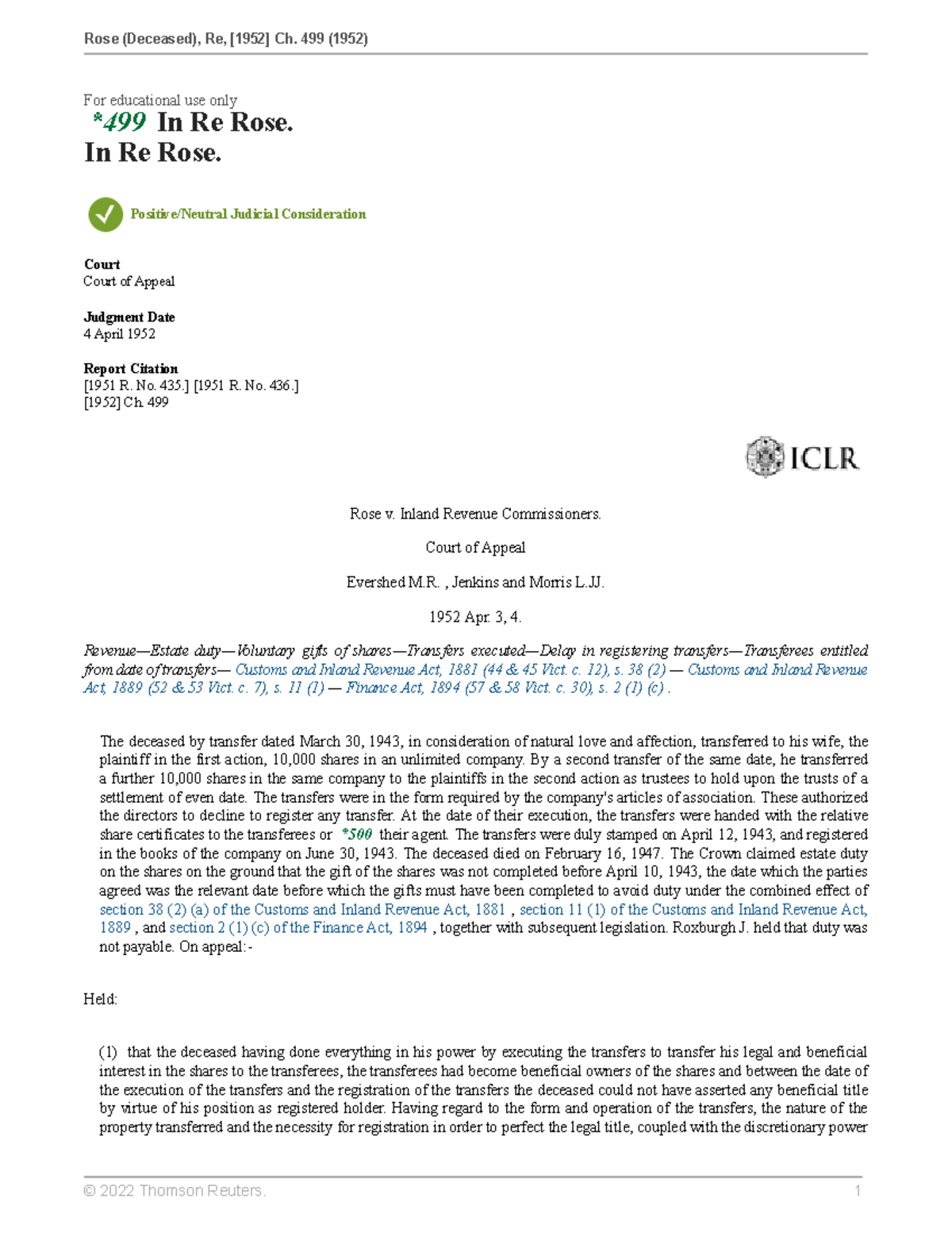 re rose (deceased) - For educational use only *499 In Re Rose. In Re ...