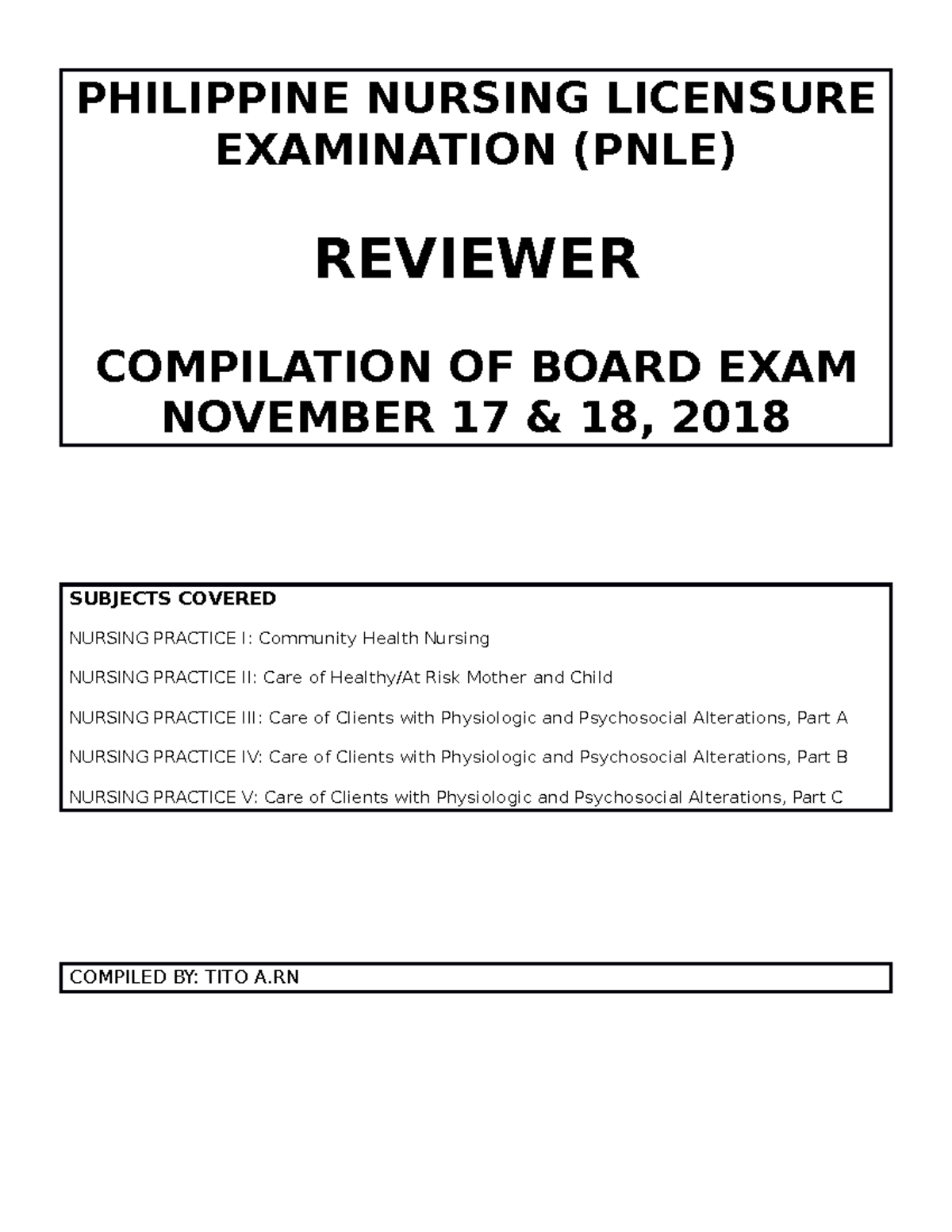 2018 November Compilation - PHILIPPINE NURSING LICENSURE EXAMINATION ...