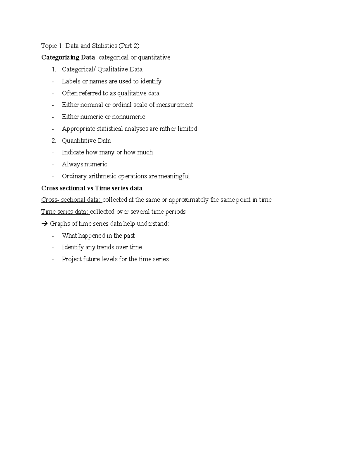 Data and Statistics P2 - Topic 1 - Topic 1: Data and Statistics (Part 2) Categorizing Data ...