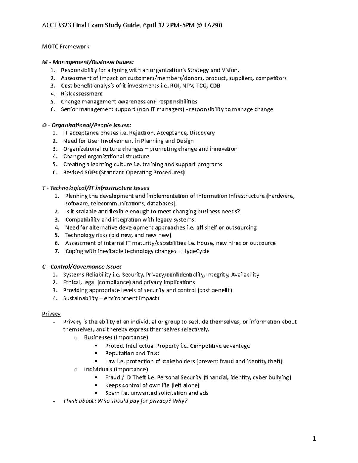 ACCT3323 - Final Exam Note Review - ACCT3323 Final Exam Study Guide ...