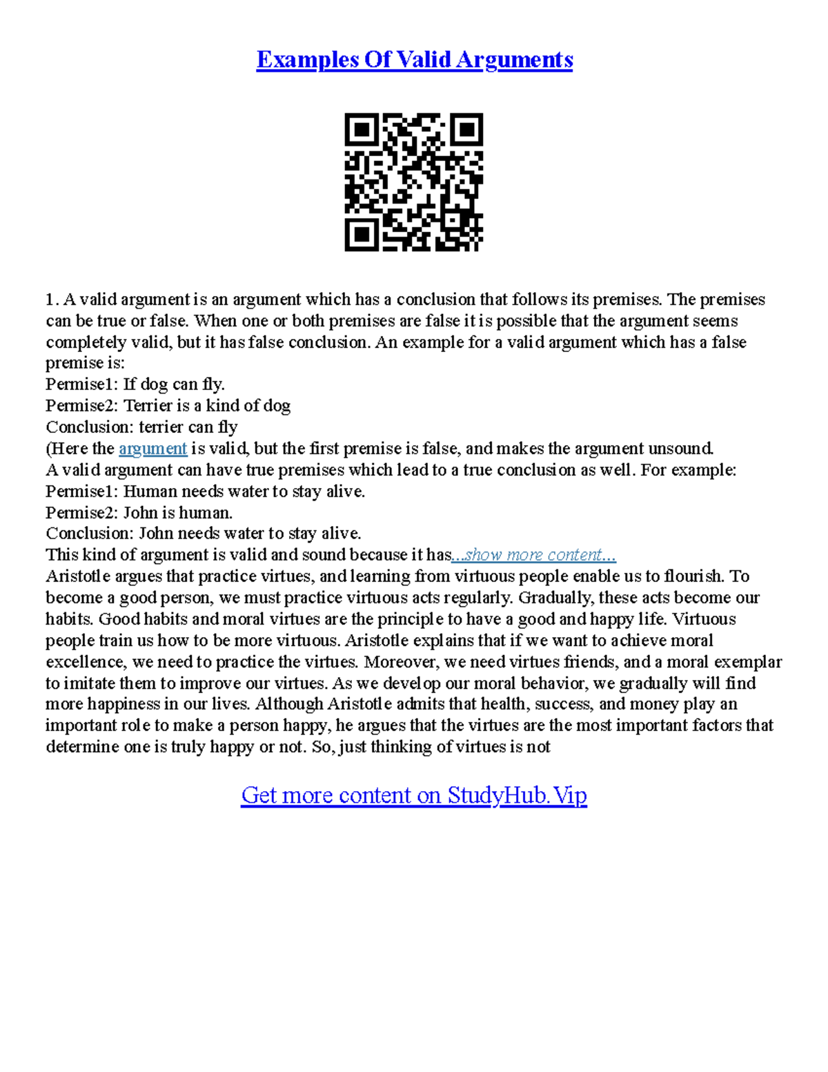 Sample Argument Essays - Examples Of Valid Arguments A valid argument is an argument which has a ...