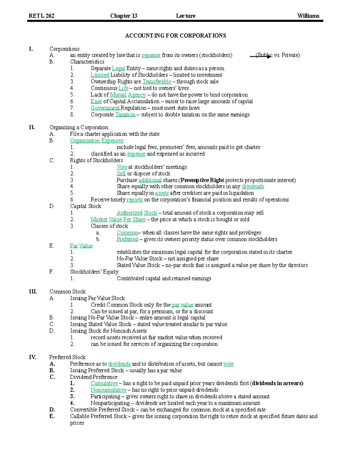 RETL 262 Lecture Chapter 13A - RETL 262 Chapter 13 Lecture Williams ...