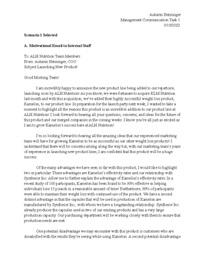 Task 1- WGU C204 (Blog Idea) - 1 Understanding Management Communication ...