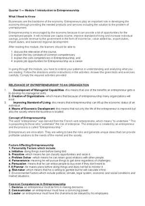 Entrepreneurship 4MS - ENTREPRENEURSHIP Demonstrate understanding of ...