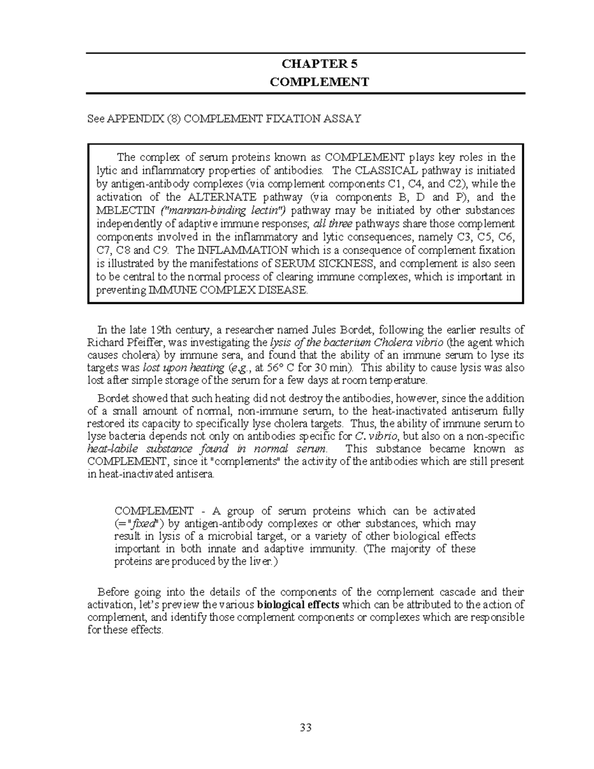 Complement notes - It is essays - See APPENDIX (8) COMPLEMENT FIXATION ...