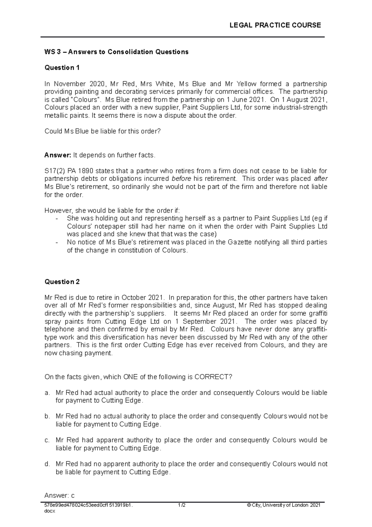 2021-lpc-blp-ws3-consolidation - answers (1)-3 - LEGAL PRACTICE COURSE ...
