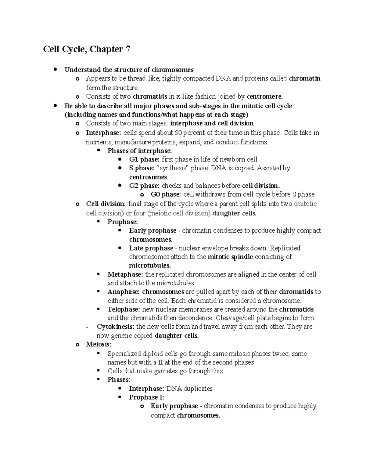 Chapters 7-12, Labs - Lecture notes 17-32 - Cell Cycle, Chapter 7 ...