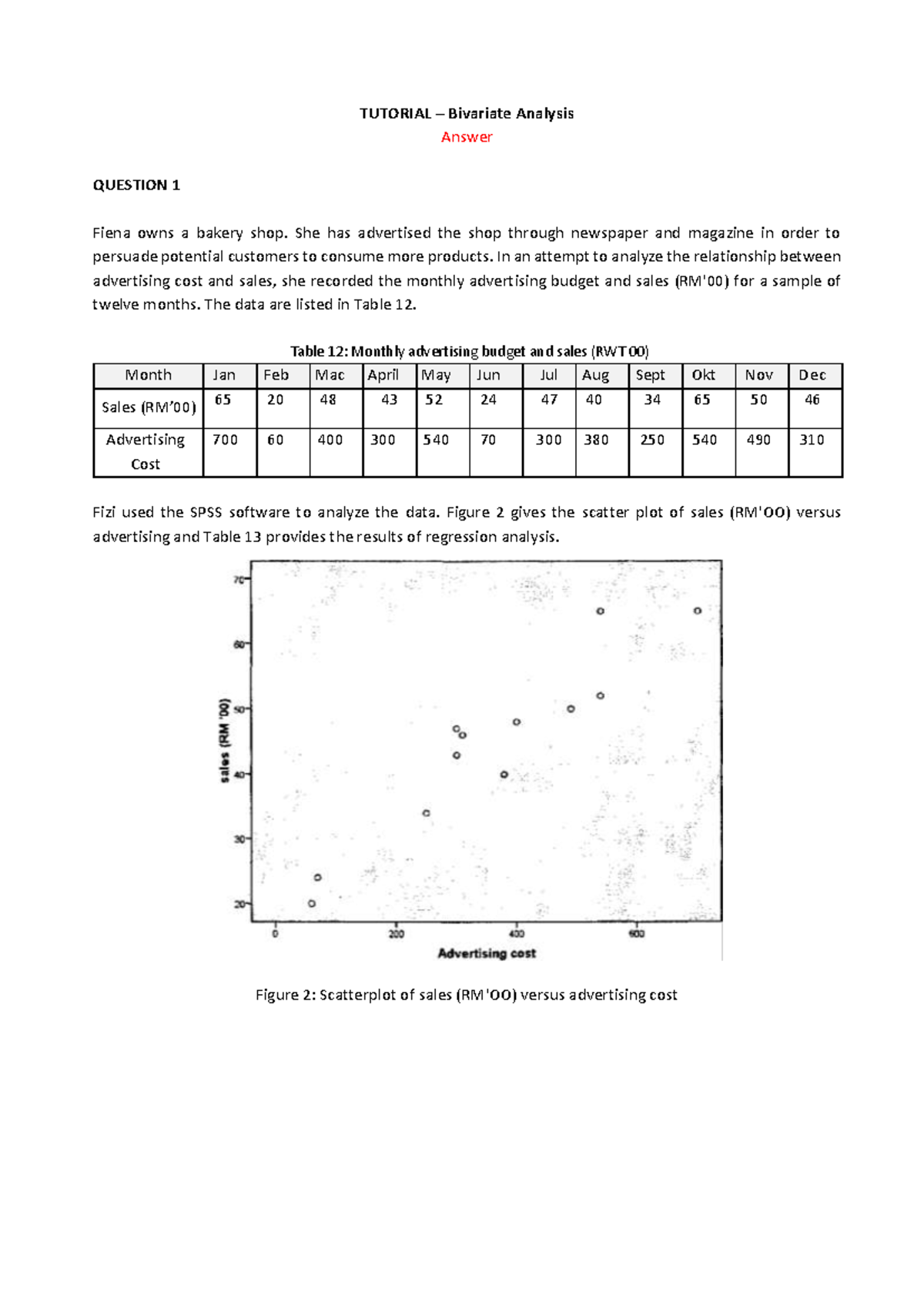 STA404 Tutorial 5 Bivariate Analysis Solution - TUTORIAL – Bivariate ...
