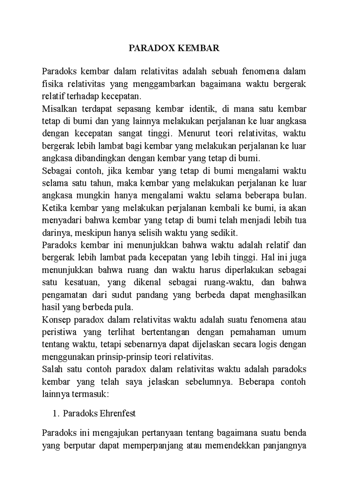 Materi Kuliah - Paradox Relativitas - PARADOX KEMBAR Paradoks kembar ...