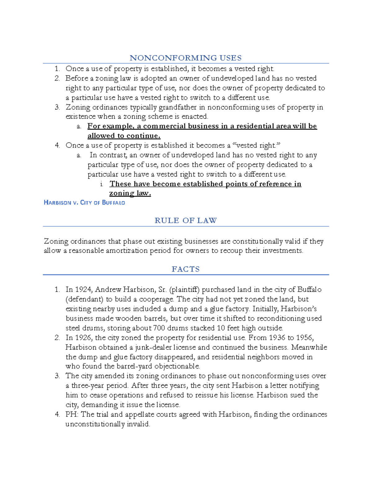 Notes 11 - NONCONFORMING USES Once a use of property is established, it ...