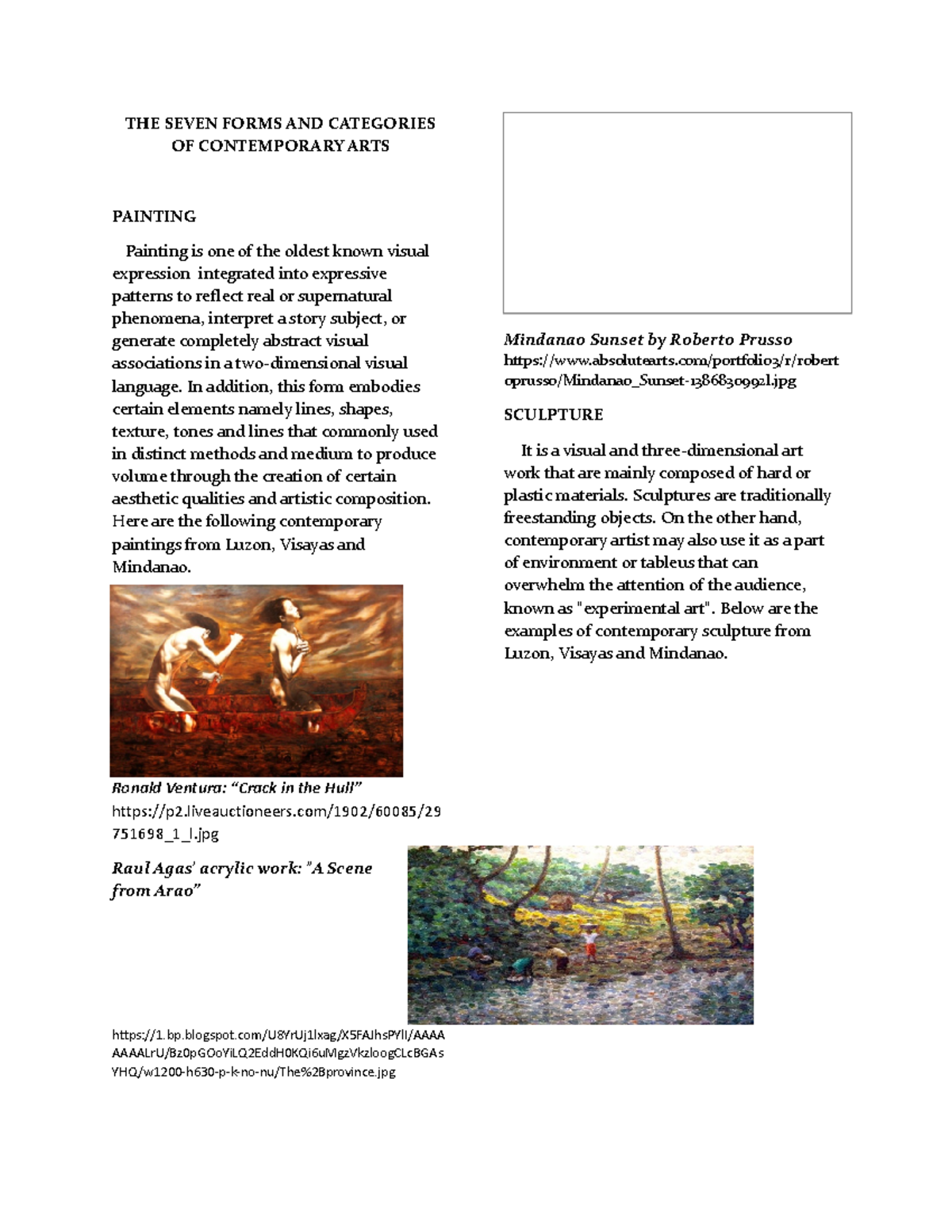 THE Seven Forms OF Contemporary ARTS - THE SEVEN FORMS AND CATEGORIES ...