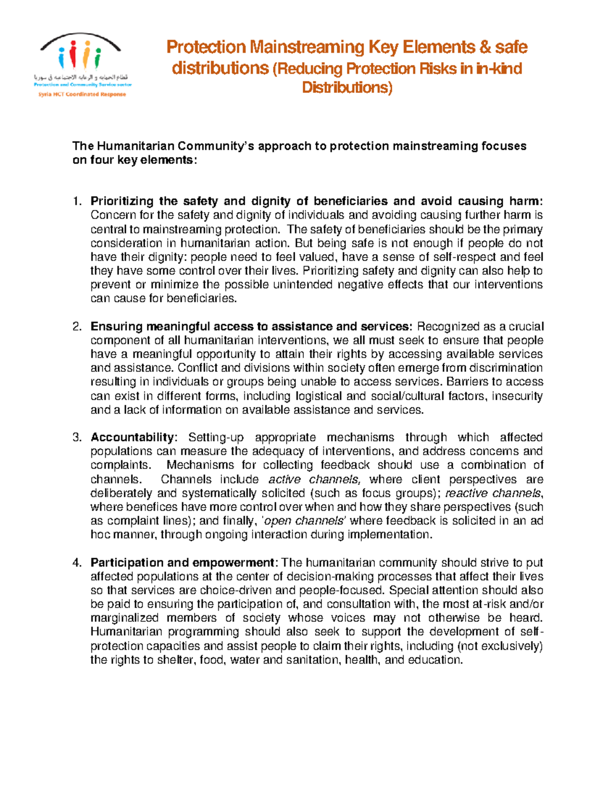 Unhcr - Safe distributions (Reducing Protection Risks in in-kind ...