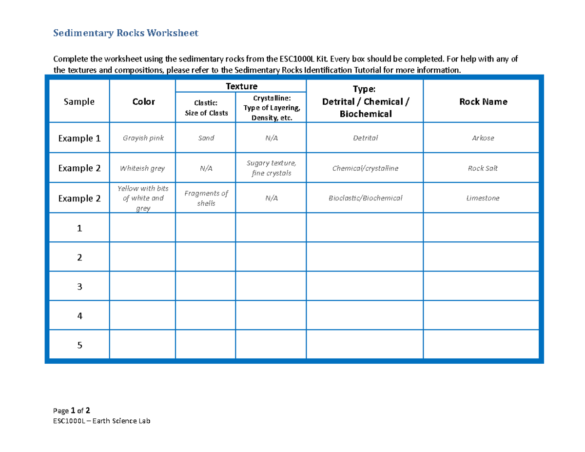 3.2 rocks-sedimentary-worksheet - Sedimentary Rocks Worksheet Complete ...