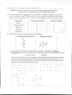 Lab F. Notebook Guide and Procedure - CHEM 3AL Lab F: Liquid-Liquid Extraction of Excedrin - Studocu