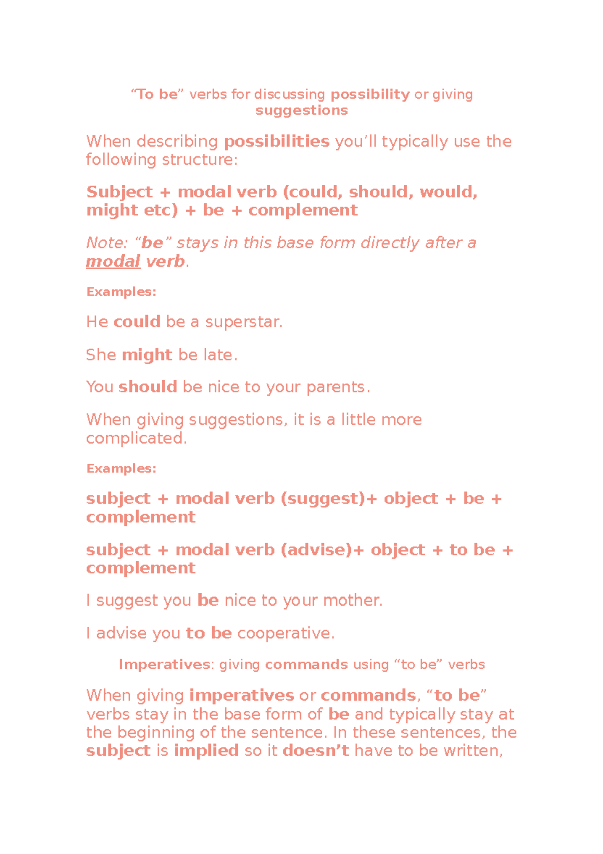 To be - The present progressive form is for describing continuous or ...