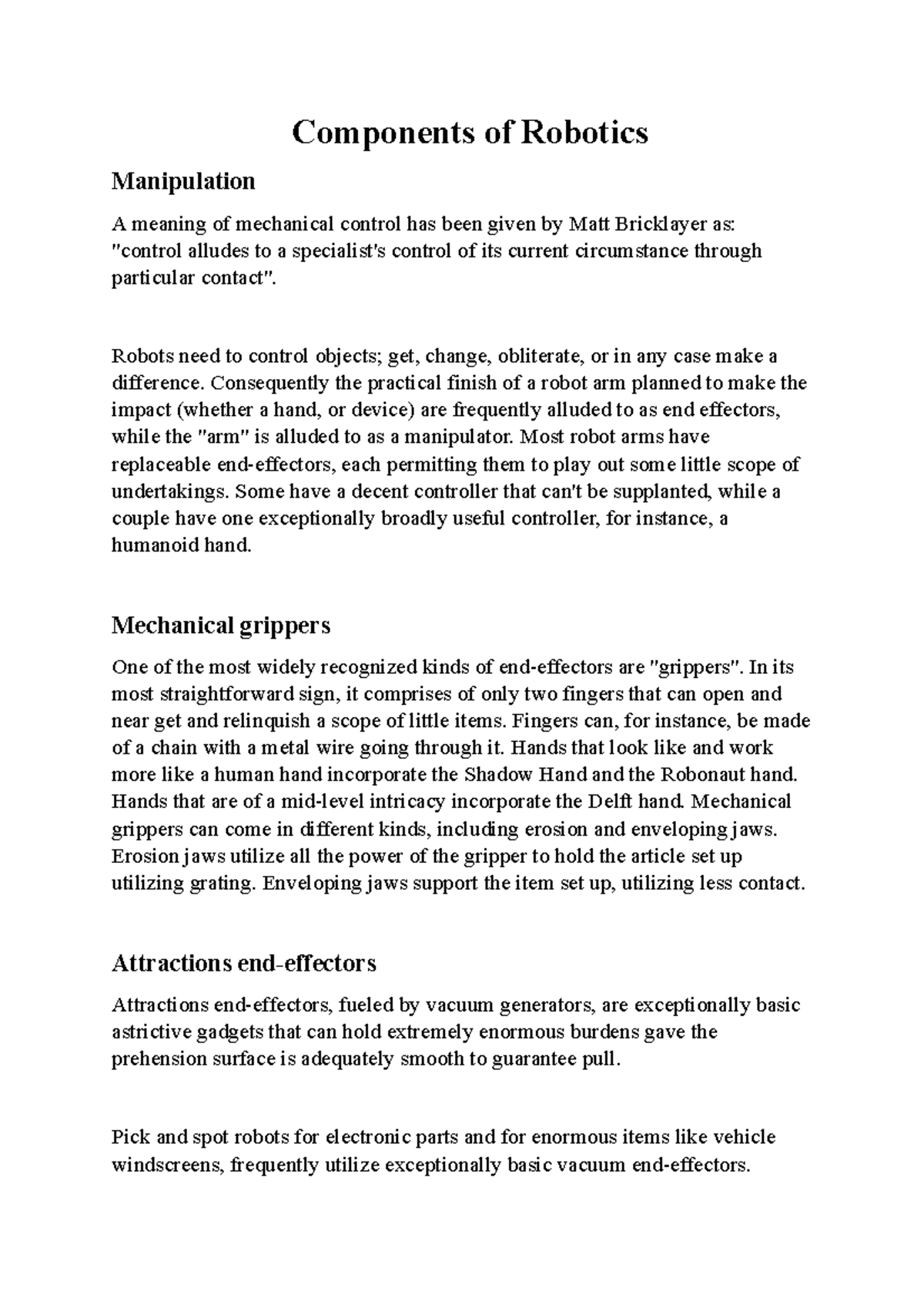 Components of Robotic 1 - Components of Robotics Manipulation A meaning ...