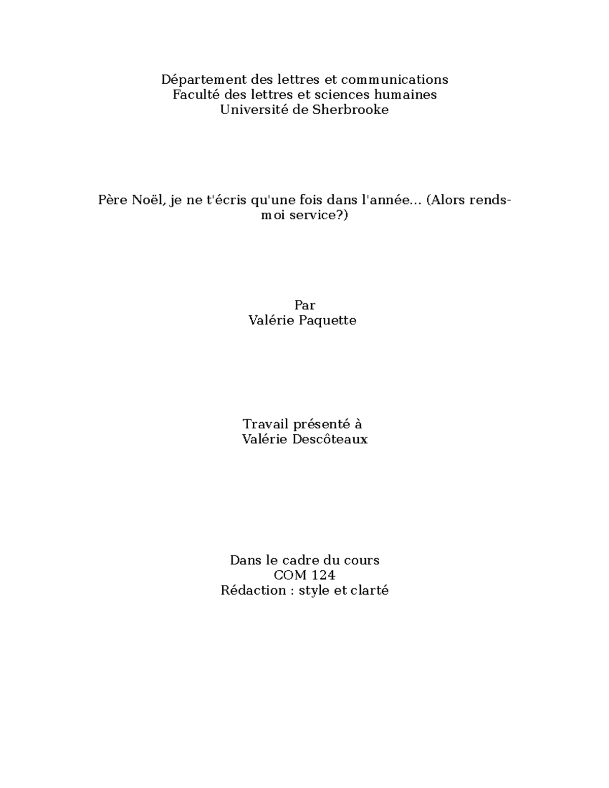 Texte expressif - Département des lettres et communications Faculté des ...