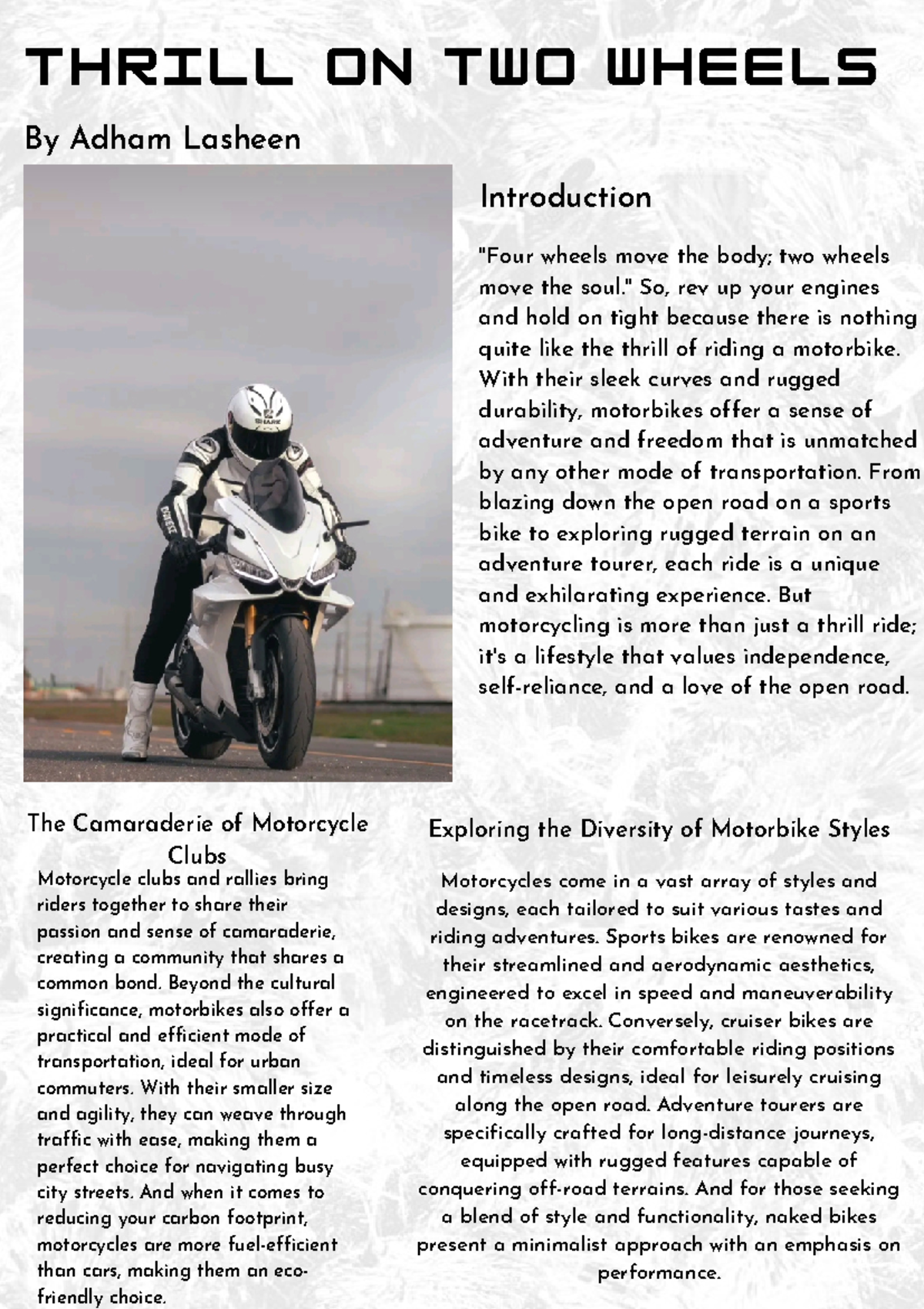 White Elegant Minimalist About Article Page Layout A4 Document - T H R ...