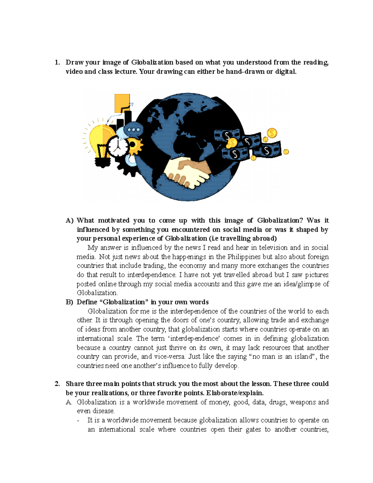 Globalization - What's happening NOW - 1. Draw your image of ...