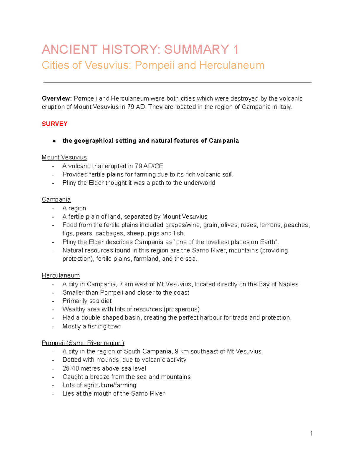 HSC Ancient History Notes - ANCIENT HISTORY: SUMMARY 1 Cities of ...