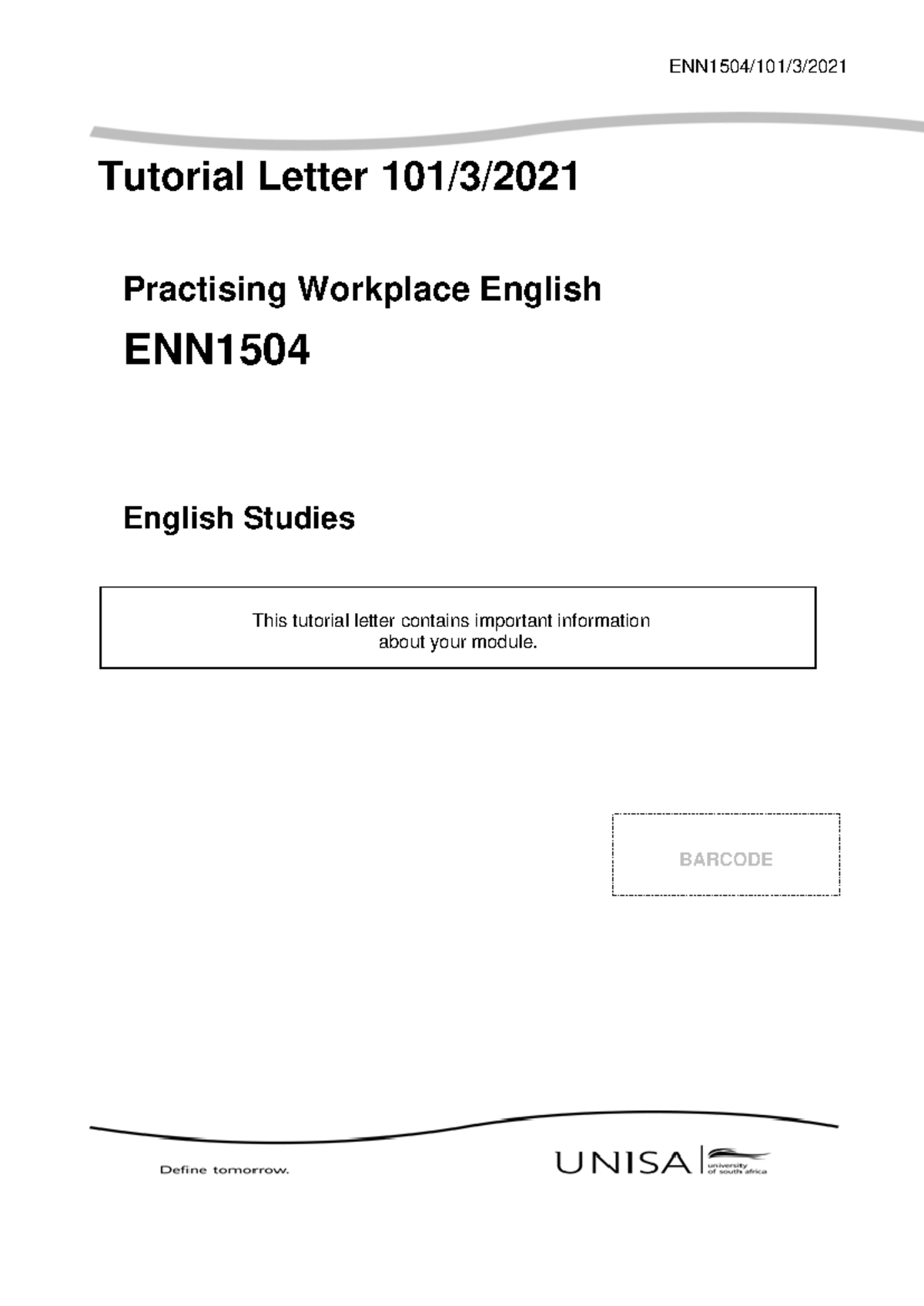 2021 Tutorial 101 2021 3 b final - ENN1504/101/ 3 / 2021 Tutorial ...