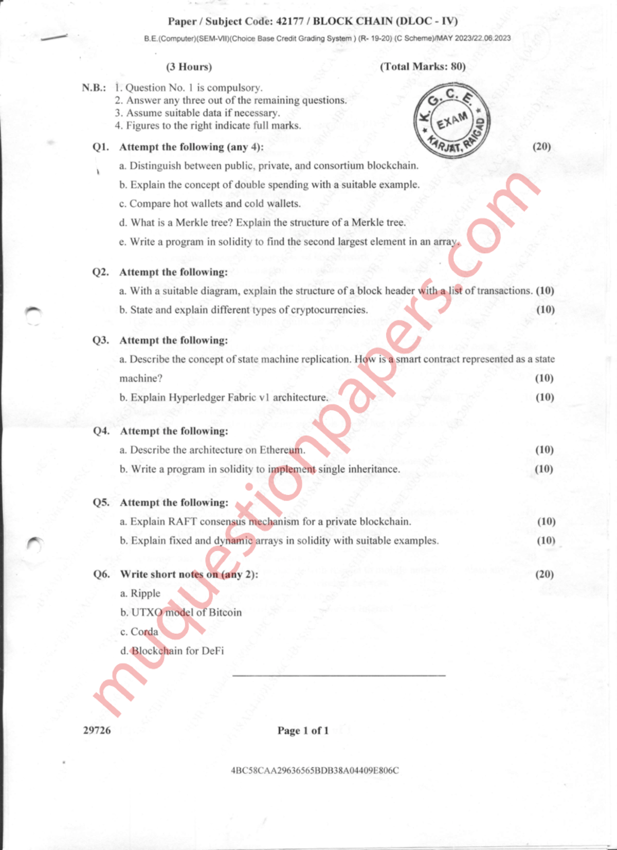 Blockchain q papers merge pdf - 55193 (3 Hours) (Total Marks: 80) N.: 1 ...