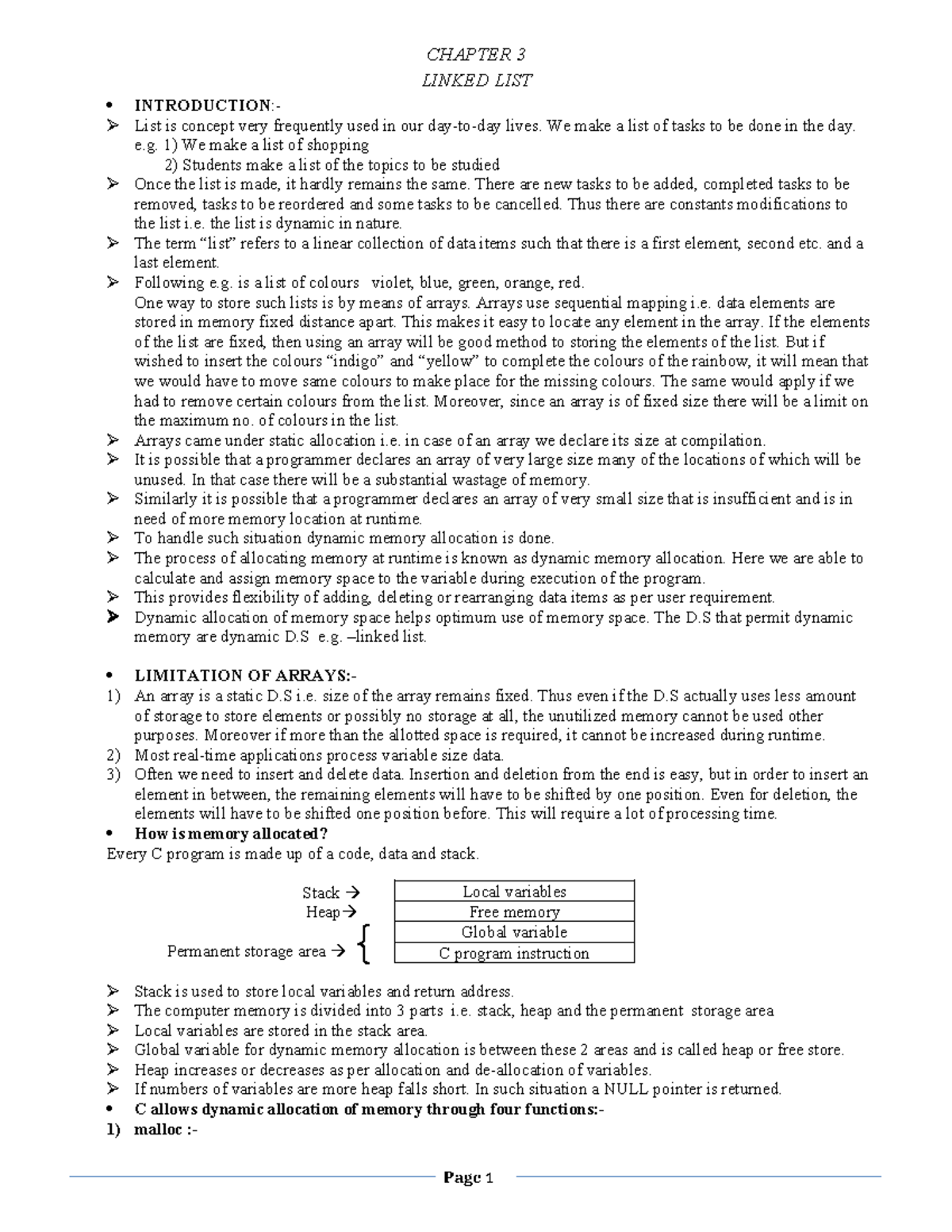 linklist with types - CHAPTER 3 LINKED LIST INTRODUCTION:- List is concept very frequently used ...