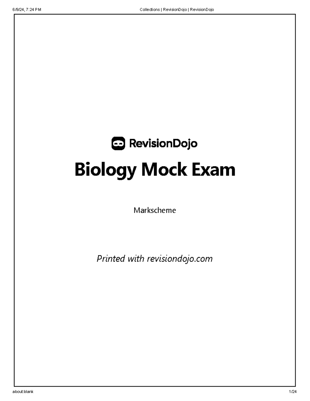 Biology Mock Exam - Biology Mock Exam Markscheme Printed with ...