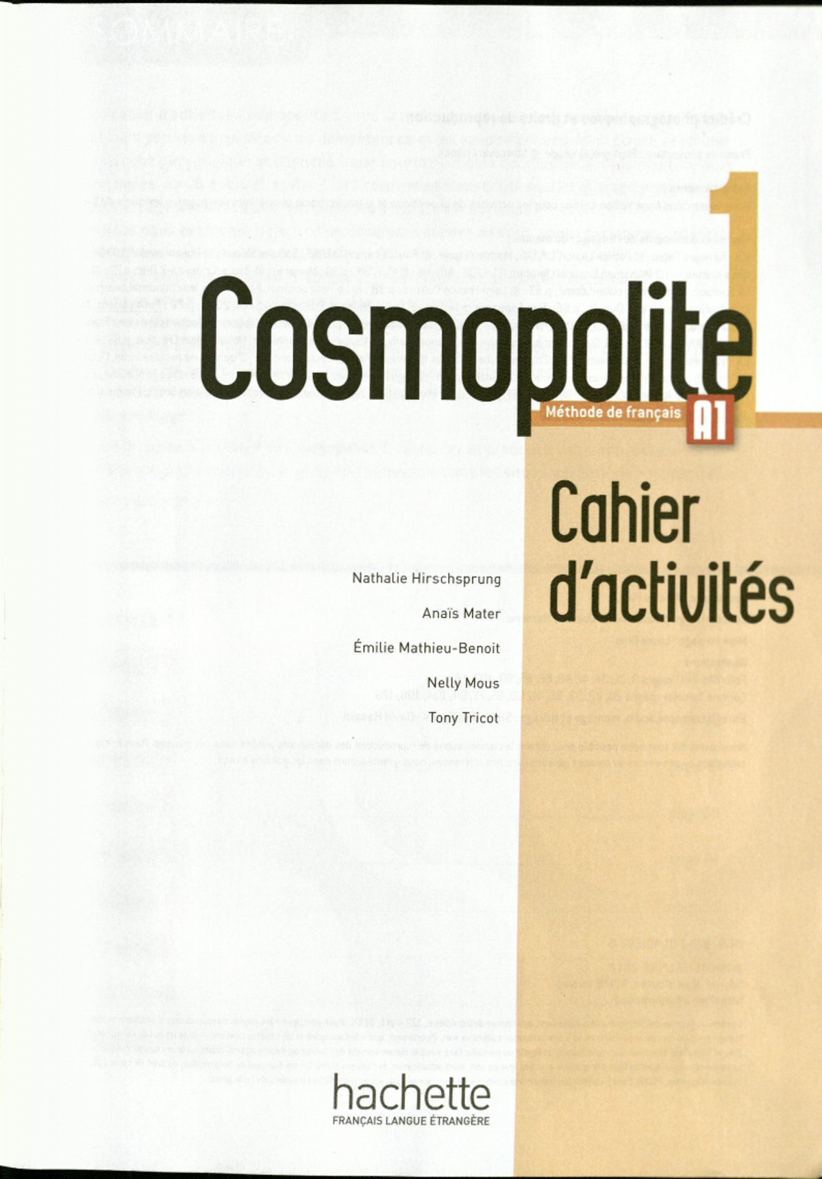 Cosmo Workbook Pages Dossier 1 - Cosmopolite Méthode de français A1 ...