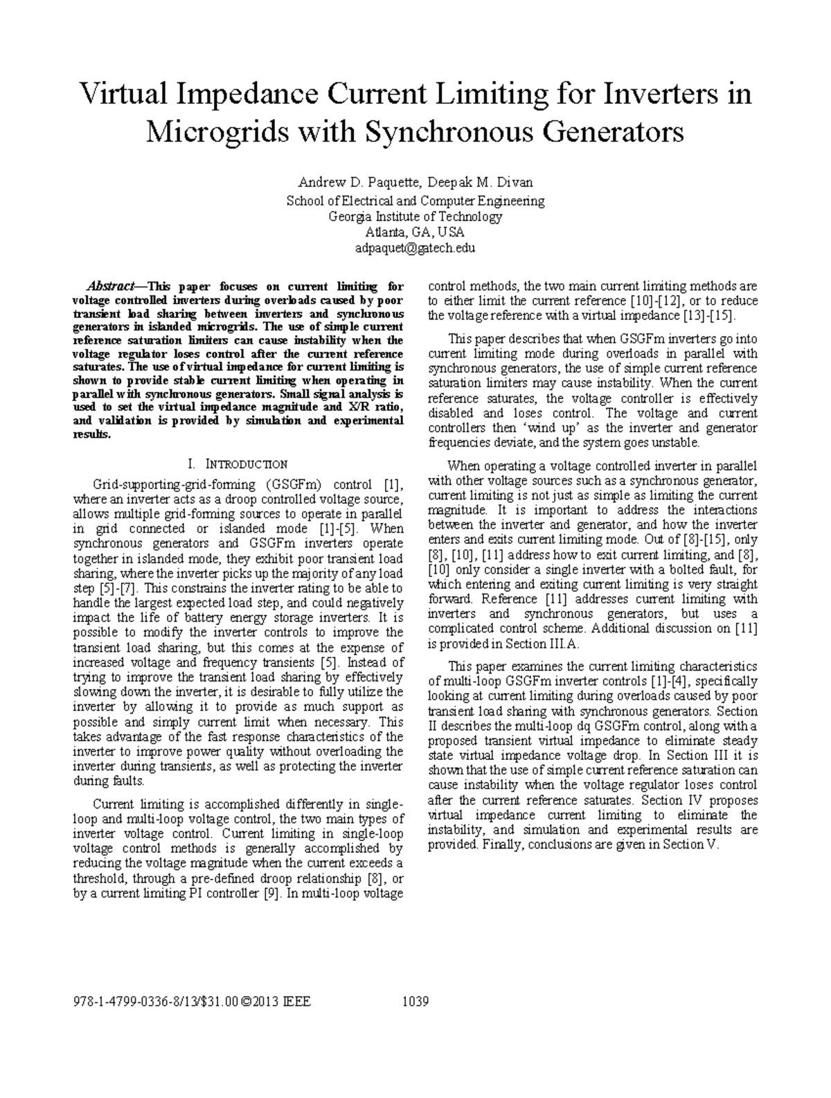ECCE - abc - Virtual Impedance Current Limiting for Inverters in Microgrids with Synchronous ...