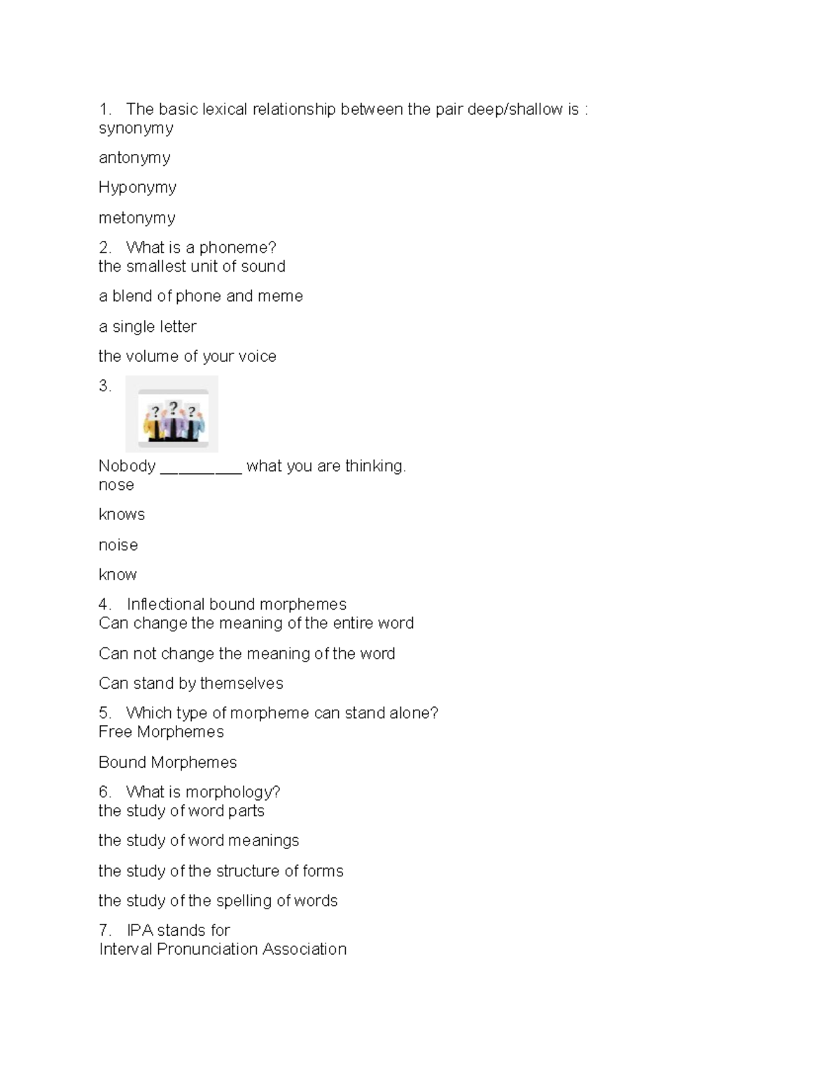 Review Question - Structure - The basic lexical relationship between ...