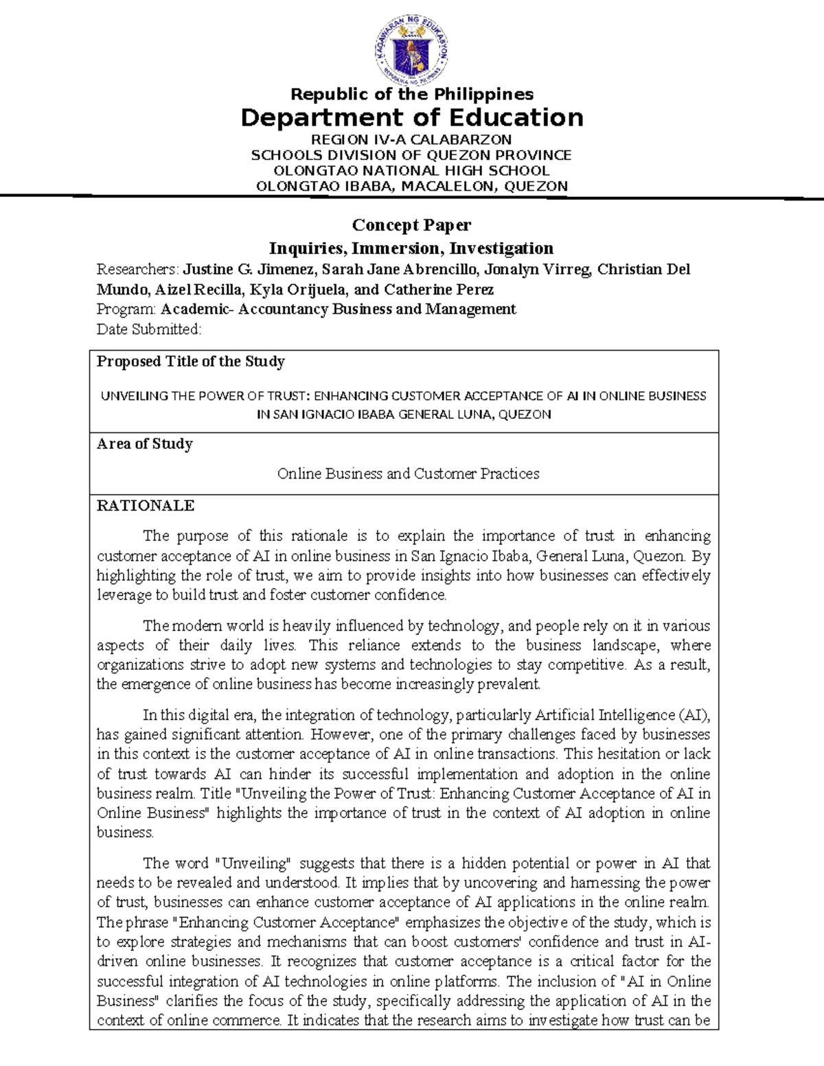 3Is Concept Paper Aizel AND Virreg - Department of Education REGION IV ...