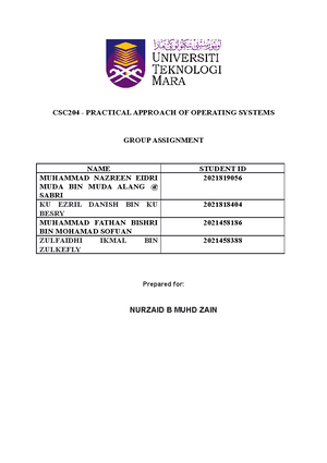 Report CSC204 UITM - REPORT CSC HARMONY OS PRESENTED TO MADAM SHAFAREEN ...